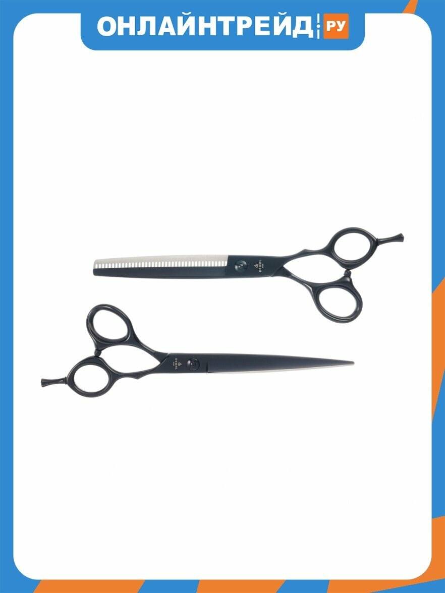 Набор Dewal Professional DEWAL из двух парикмахерских ножниц 7" чёрный, в чехле