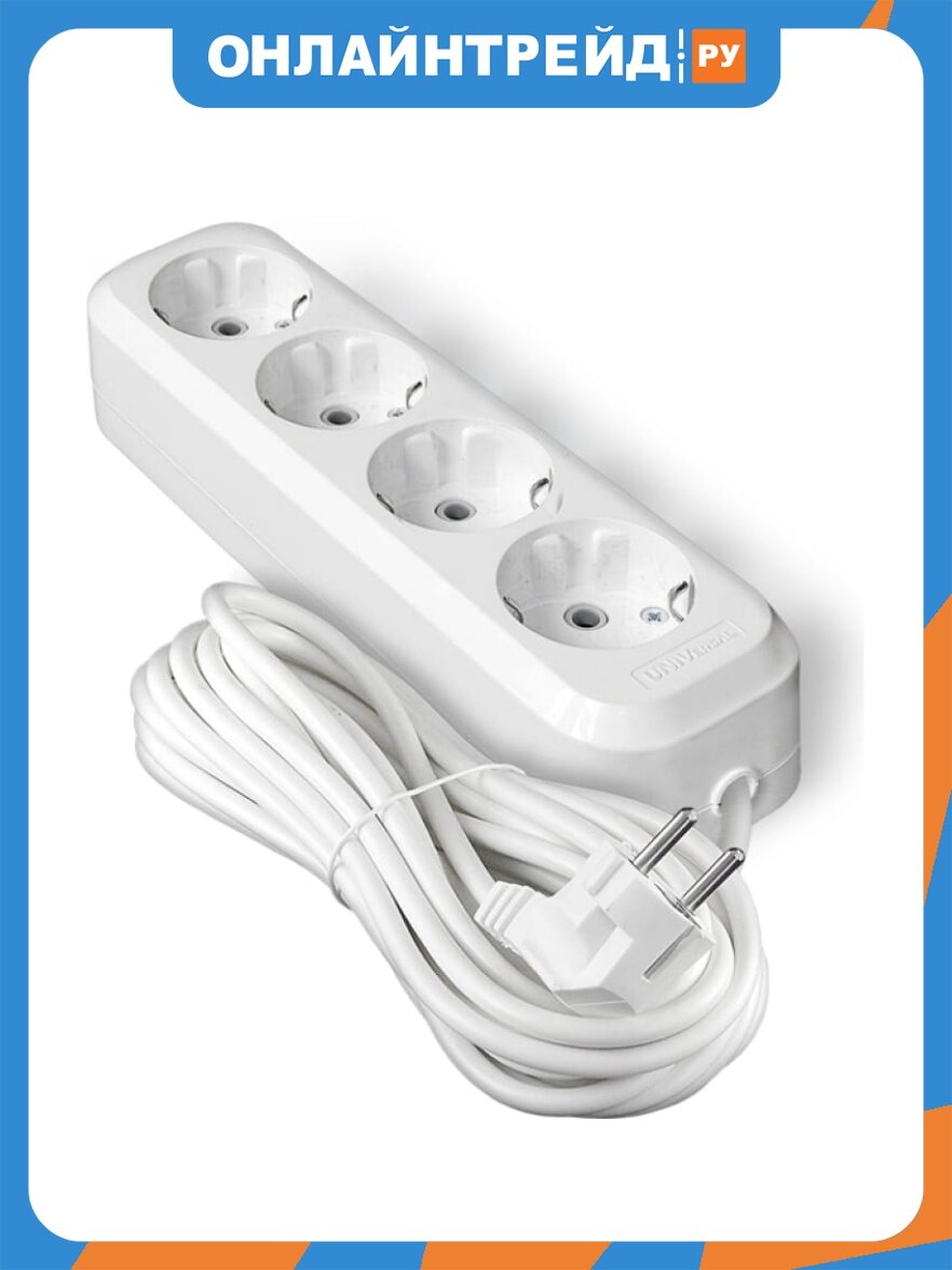 Удлинитель Universal 4х5м с заземл. IP20 Е-304А ПВС 3х1.5, 1731