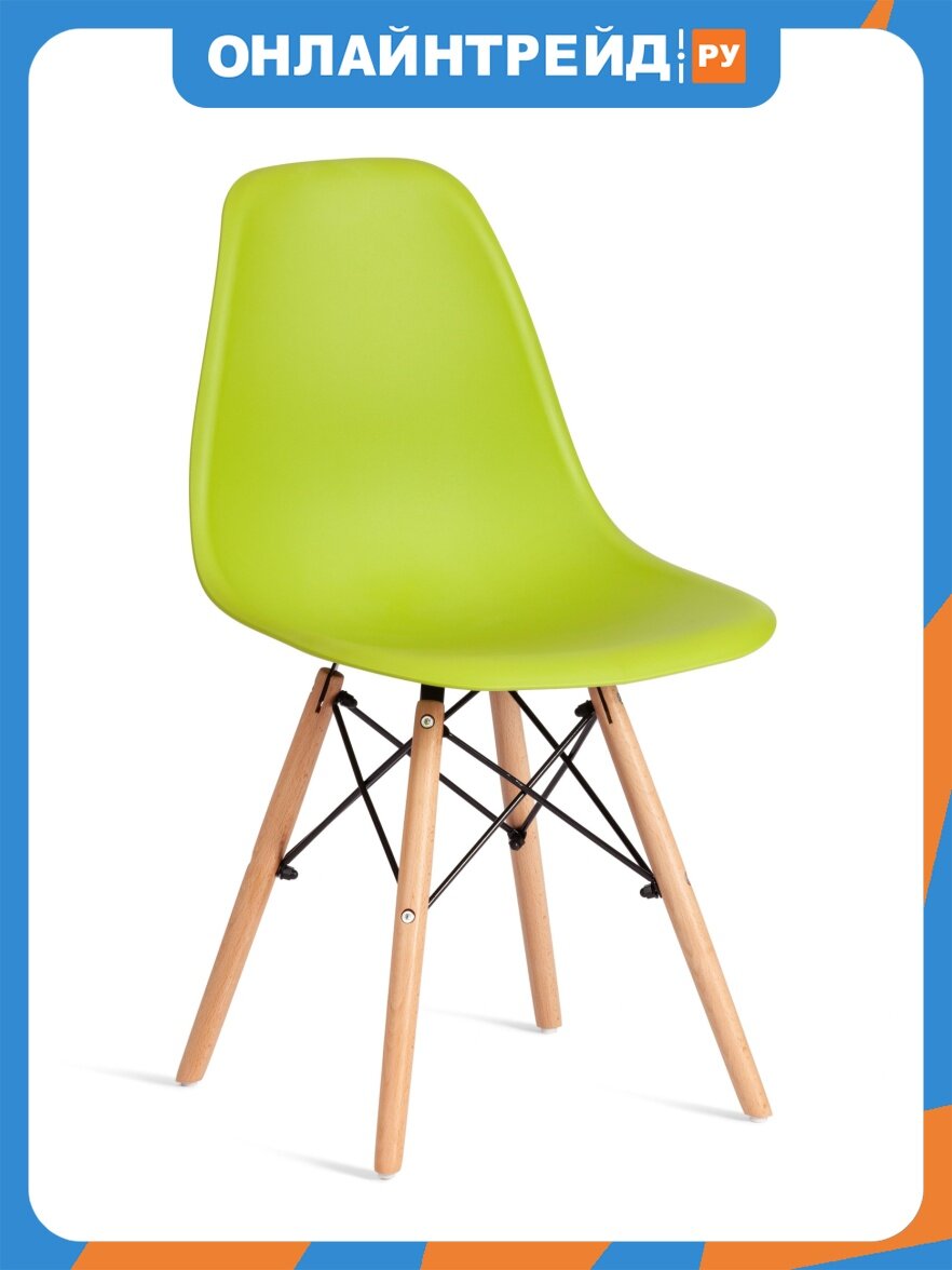 Стул Tetchair CINDY (EAMES) (mod. 1801) / 1 шт. в упаковке дерево бук/металл/сиденье пластик, 45x51x82 см, Olive (оливковый)