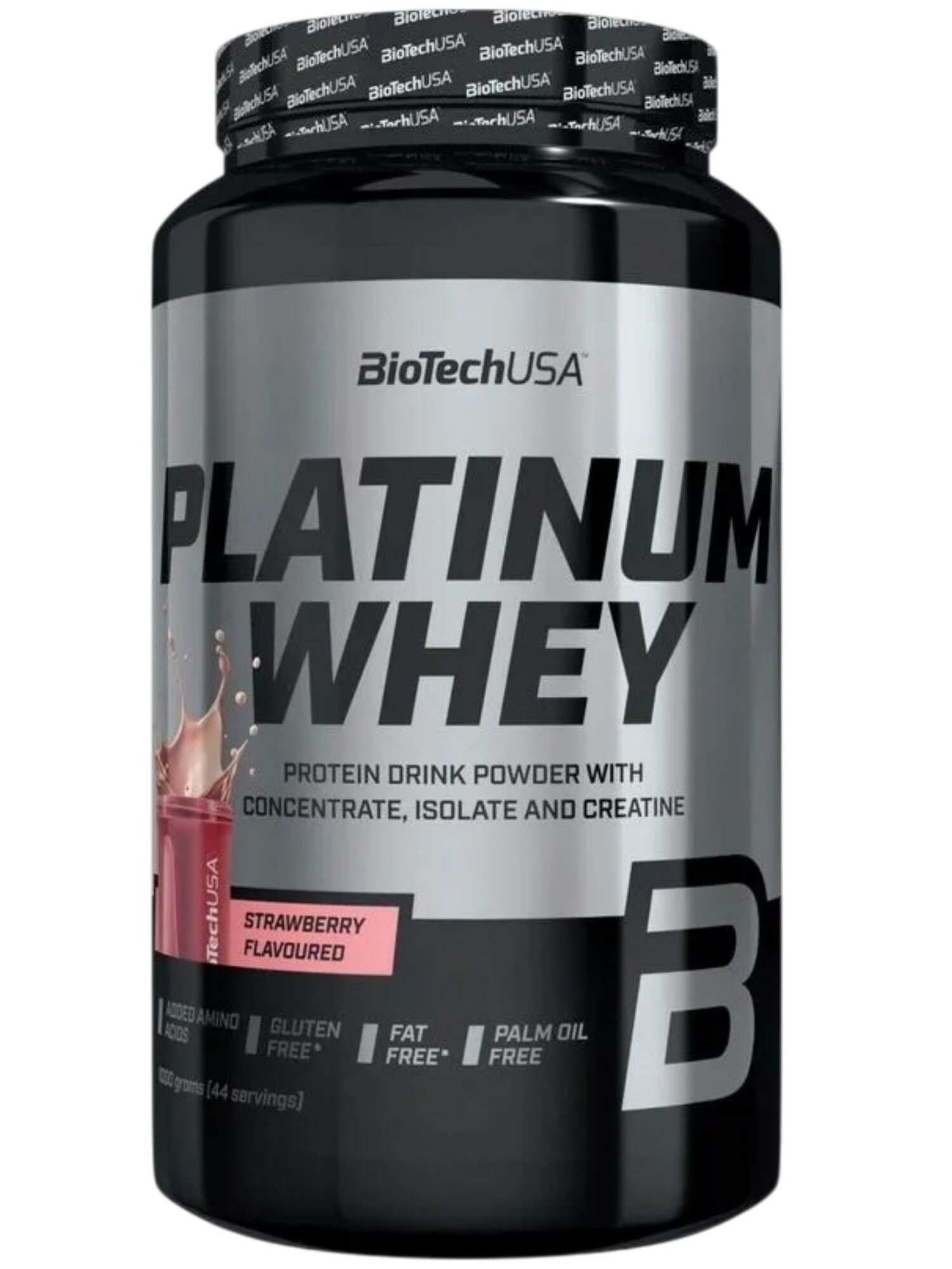 Сывороточный протеин BioTechUSA Platinum Whey 1000 г, Клубника