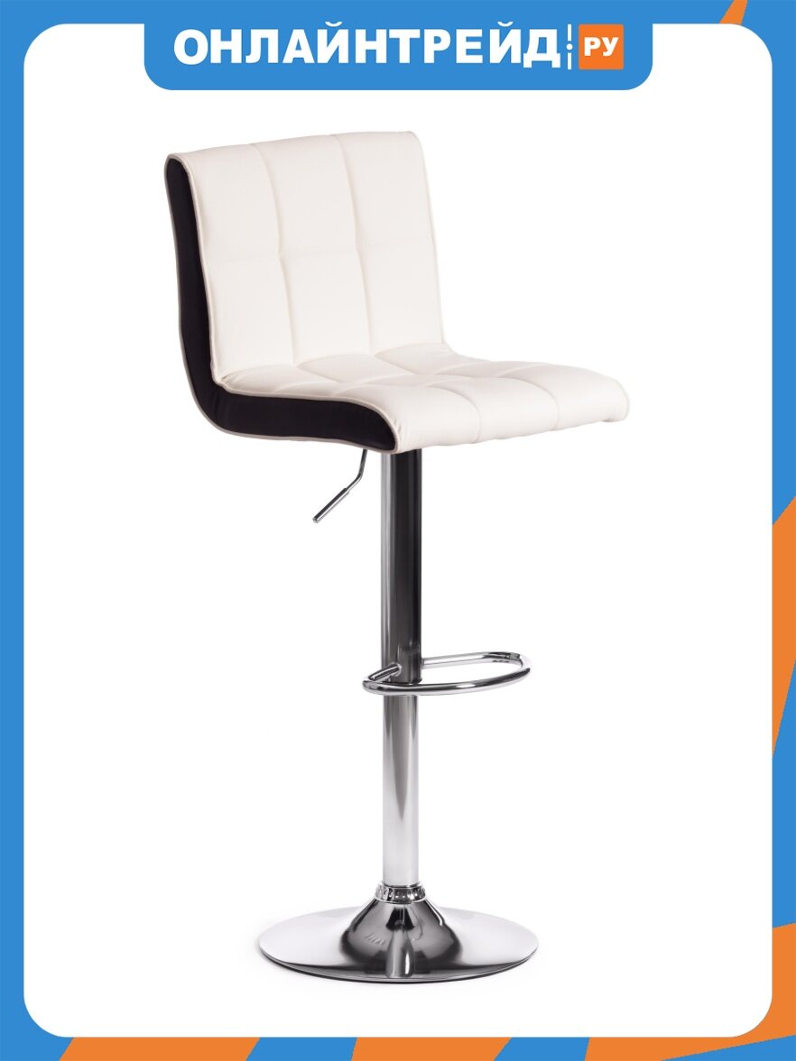 Стул барный Tetchair BARBER (mod. KY711D), металл/экокожа, 43*50*92-103 см, белый/черный/хром (2шт/уп)