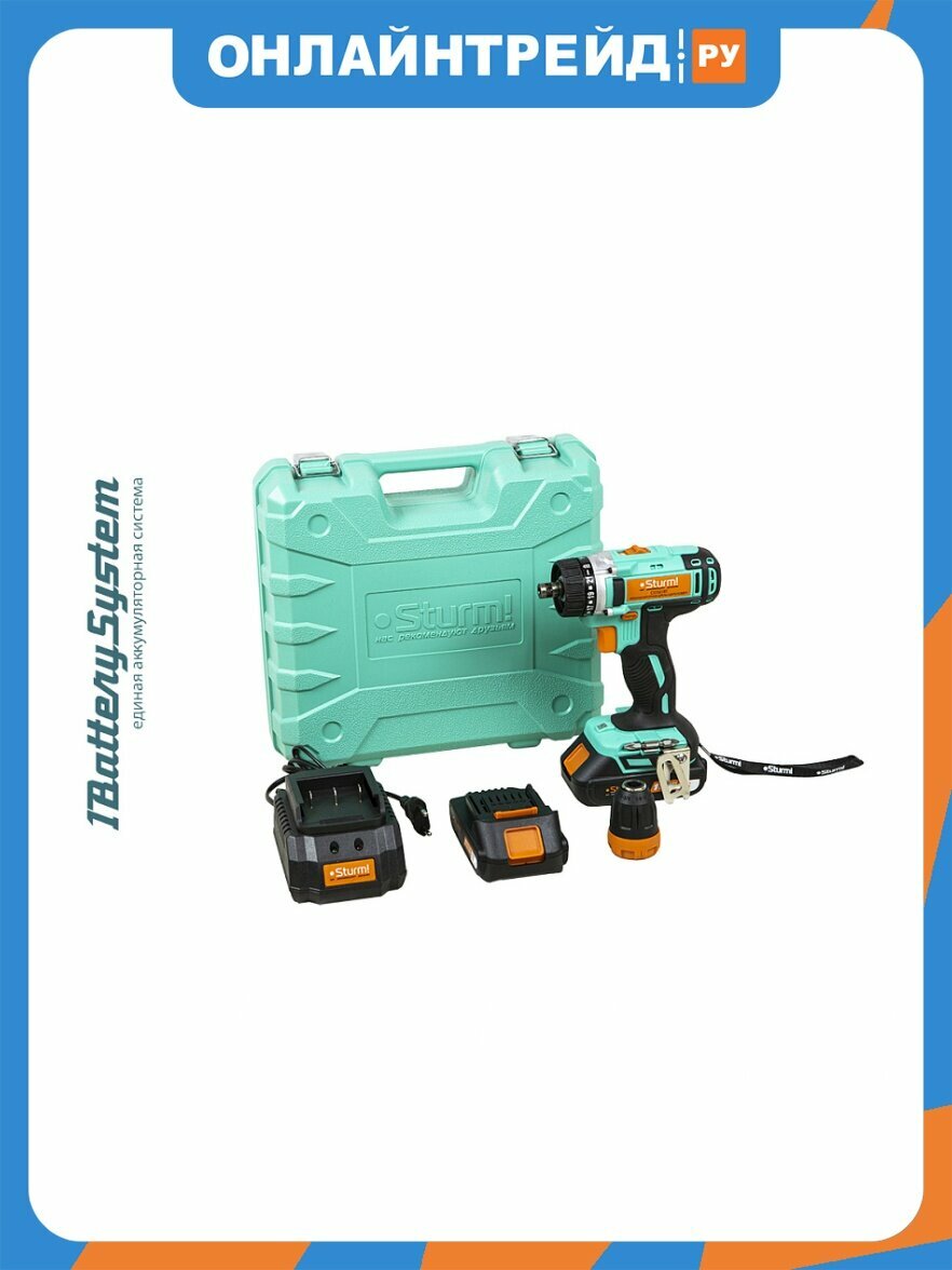 Дрель аккумуляторная Sturm! Sturm! CD3618T 18 В, 1BatterySystem, 2 акк. 2,0Ач, съемный патрон, кейс