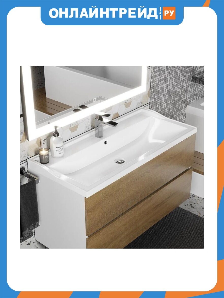 Uperwood Раковина для ванной Family 100х45х17,9 см, белая глянцевая
