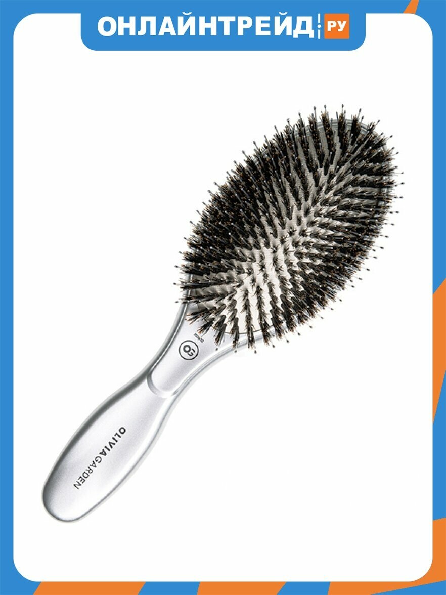 Щетка Olivia Garden EXPERT CARE OVAL Boar&Nylon Bristles Silver щетина+нейлон
