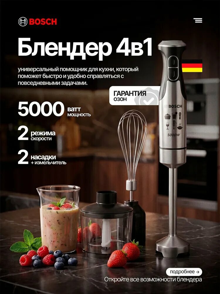 Блендер погружной 4 в1 5000 Вт, блендер для смузи