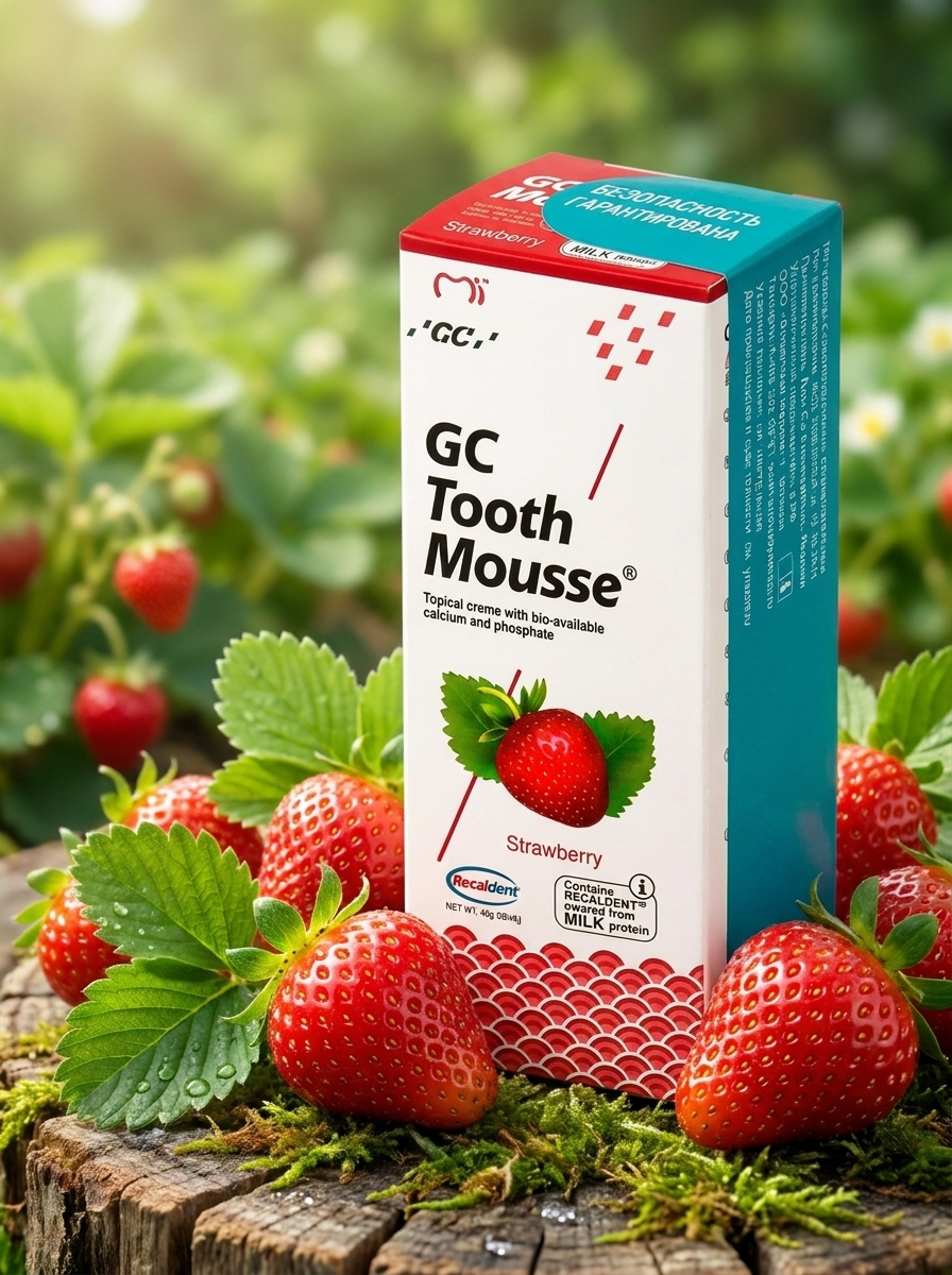 Гель стоматологический GC Tooth Mousse, восстановление эмали, клубника, 40 г