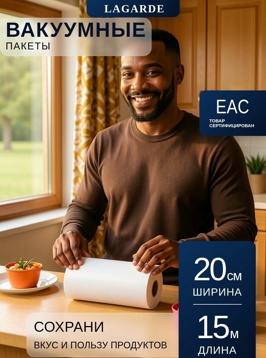 Пакеты для вакууматора рифленые, для хранения и заморозки продуктов/ приготовление сувид прозрачные 20 1500, рулон рифленые пакеты для вакууматора пакеты для хранения продуктов пакеты для заморозки су