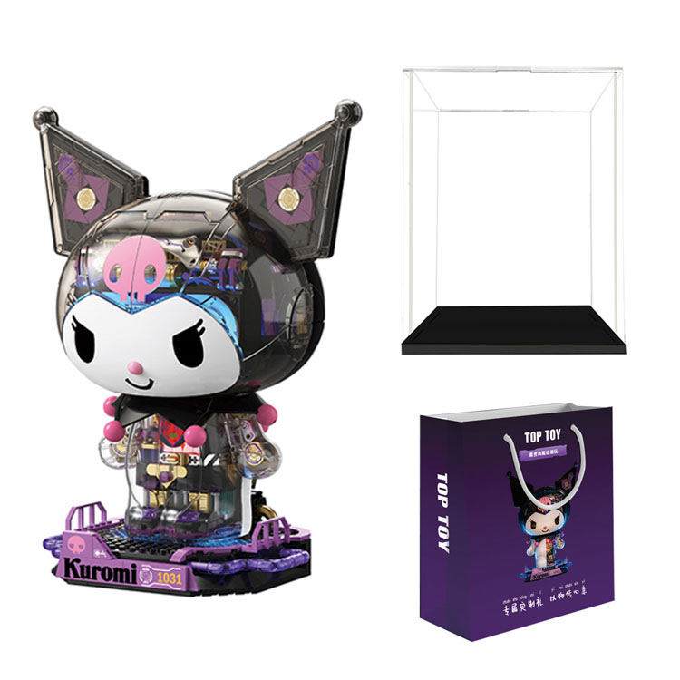 Конструктор унисекс TOP TOY x Sanrio Series Kuromi, большая версия, 1000+ деталей TC1803, Kuromi+Display Case+Shopping Bag