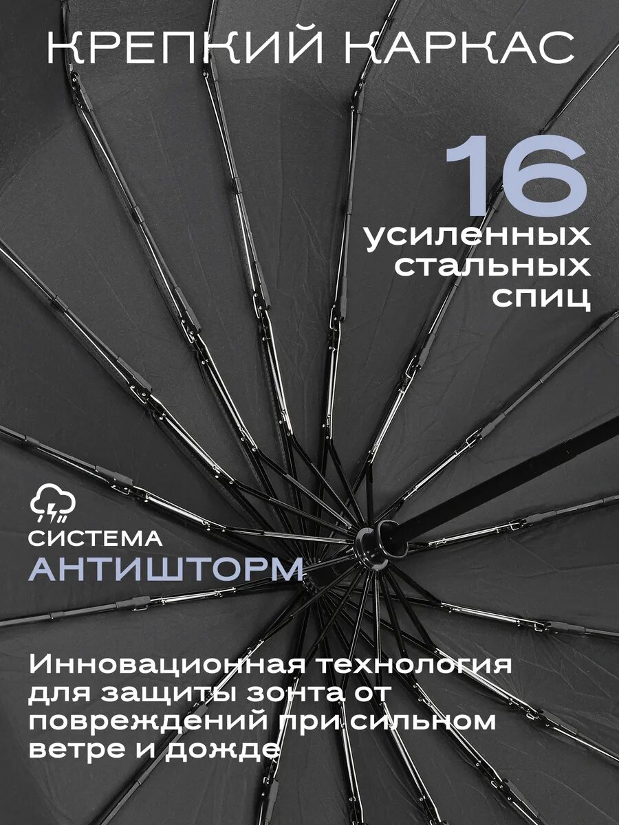 Зонт , черно-серый — фото 1
