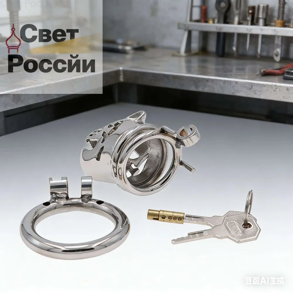 Клетка для целомудрия с леопардовыми кольцами для члена, металлический мужской пояс для бондажа, клетка для члена с кошечкой, набор верности 18+