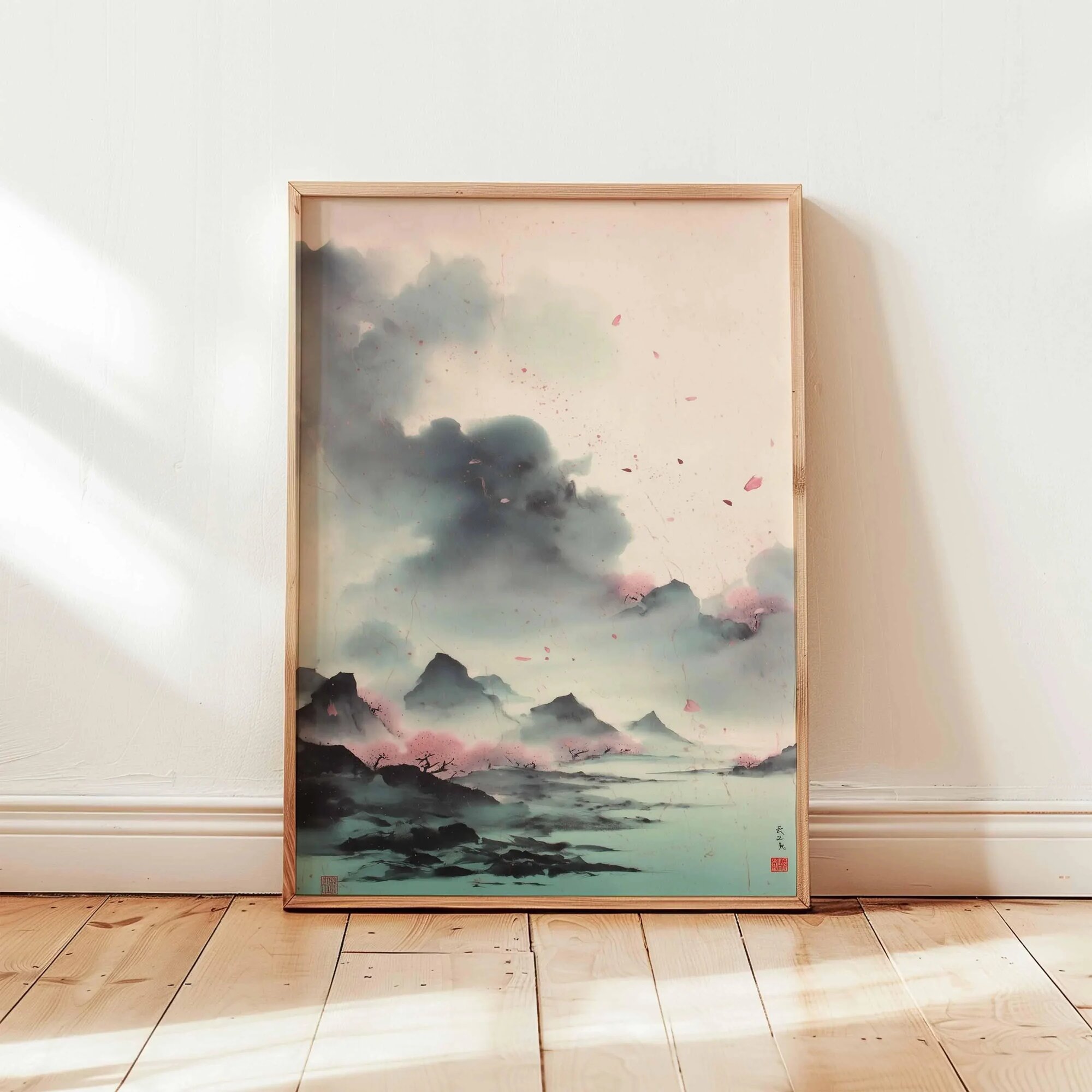 Японская печать с журавлями на холсте JY610-25, 40x60cm No Frame