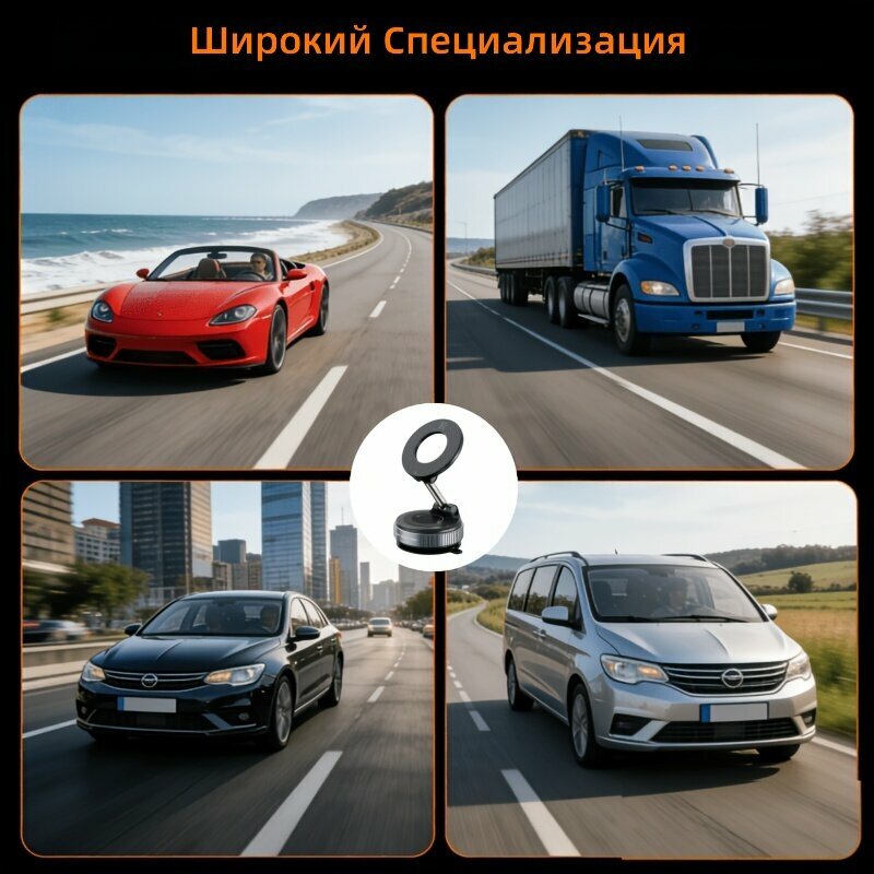 Автомобильный держатель для телефона с вакуумным и магнитным креплением, 360° вращение, регулируемый складной, для приборной панели и фитнеса, универсальный для iPhone Samsung Android, цвет W-1