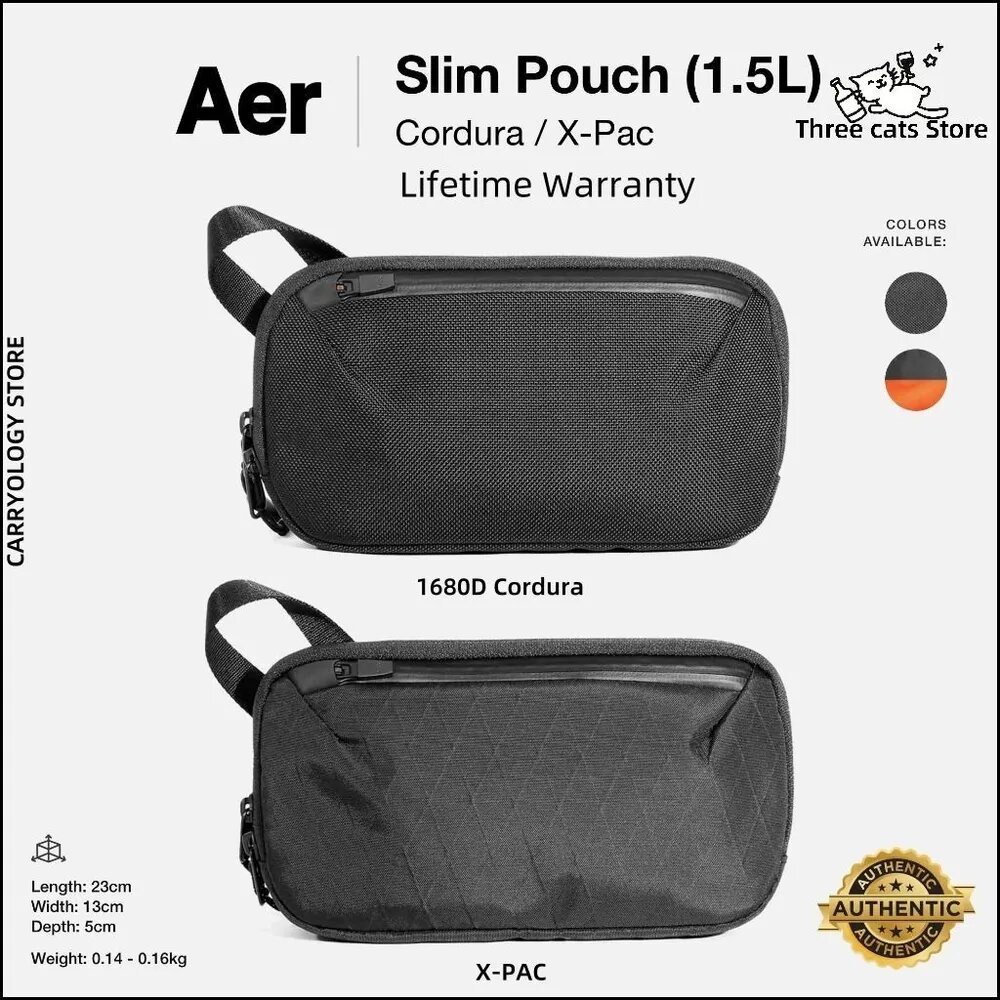 Aer Slim Pouch (1.5L) Cordura / X-Pac сумка на плечо мужская женская, 23x13x5 см, черный