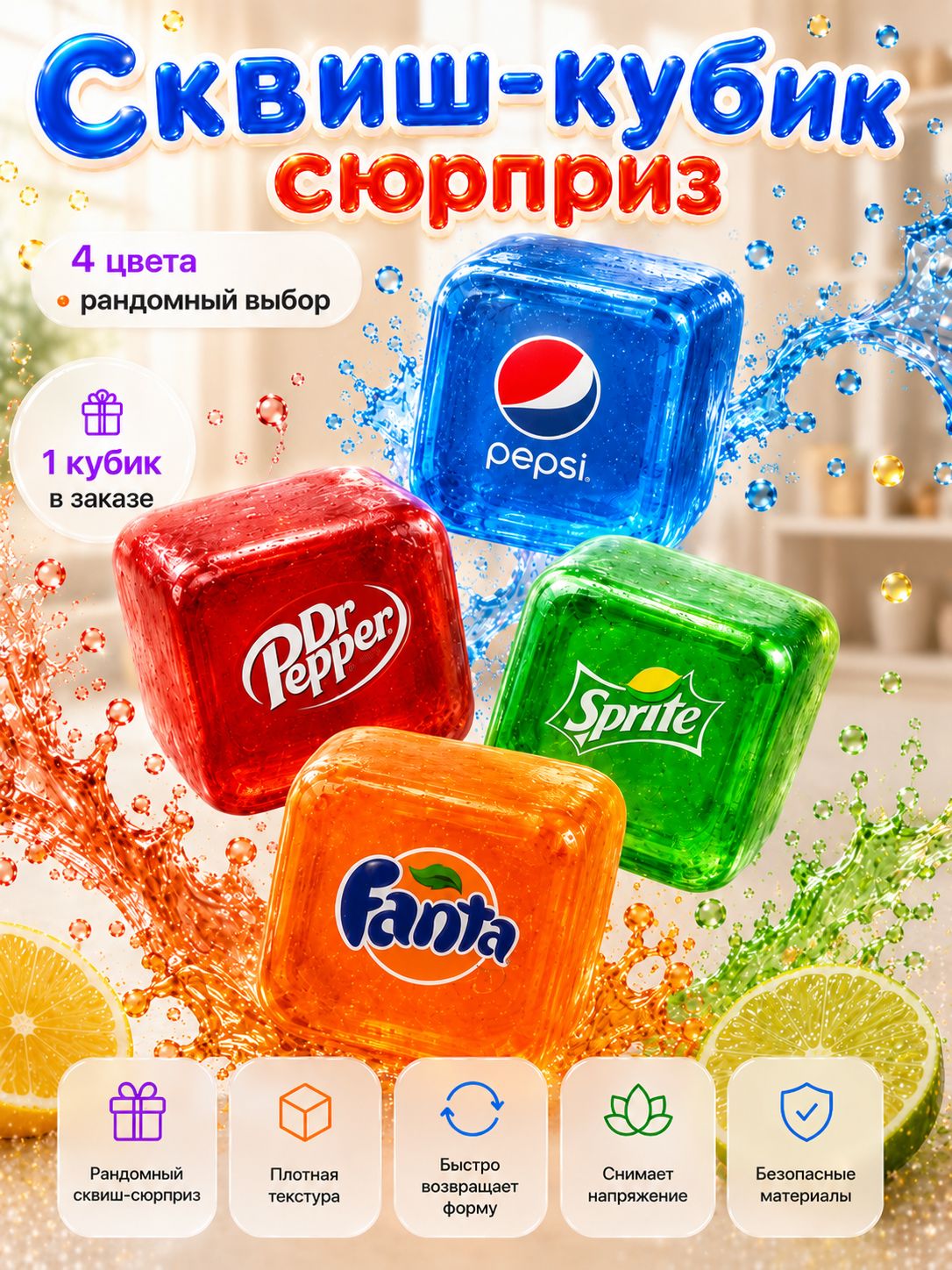 Игрушка сквиш куб фанта антистресс