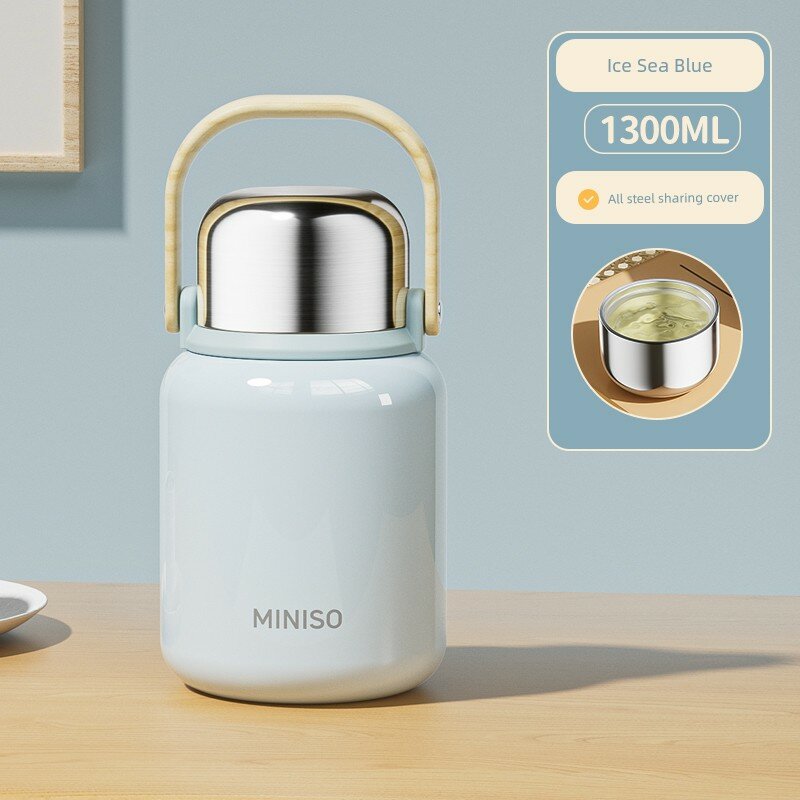 Термос Miniso большой емкости для женщин, стильная кружка большого объема из стали 316, портативная бутылка для воды