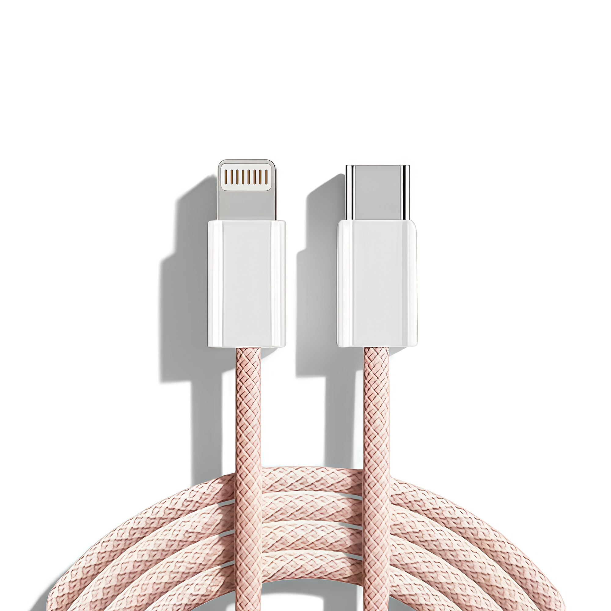 Зарядный кабель Type-C – Lightning с быстрой зарядкой и плотной оплеткой, розовый, 1 м, 1 шт.