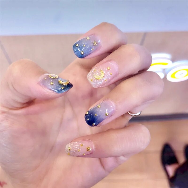 Накладные ногти SWEET NAILS-Z-96n фиолетовые с рисунком