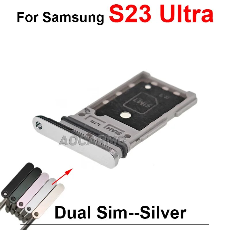 Одинарная и двойная Sim-карта для Samsung Galaxy S23 Plus S23 + S23Ultra Sim лоток держатель Гнездо Слот Ремонт Запасные части