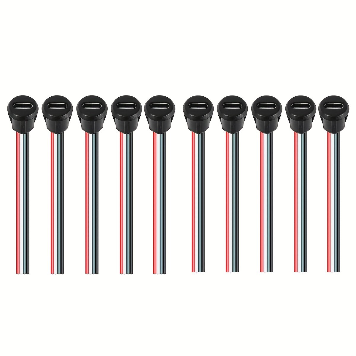 Разъем USB Type-C гнездовой 2-pin для пайки, черный, круглый, 10 шт, без клемм