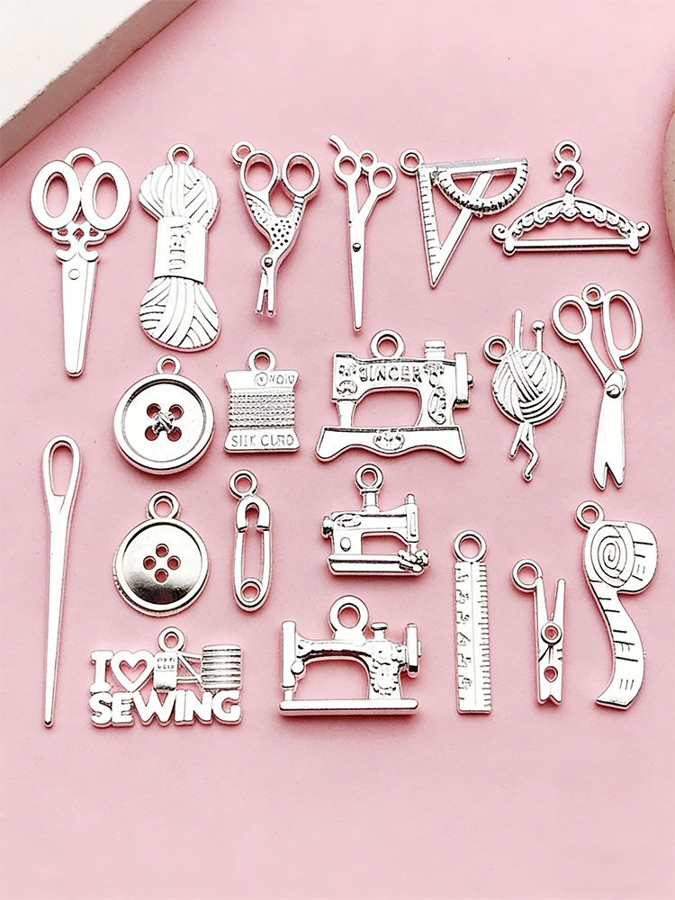 20 подвесок швейная машинка из яркого серебра, для DIY-украшений.