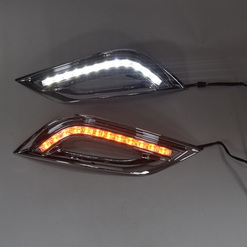 Дневные Ходовые Огни Hyundai Sonata Белого Цвета из Abs с Led-светодиодами (Белый и желтый) арт. F0247-1