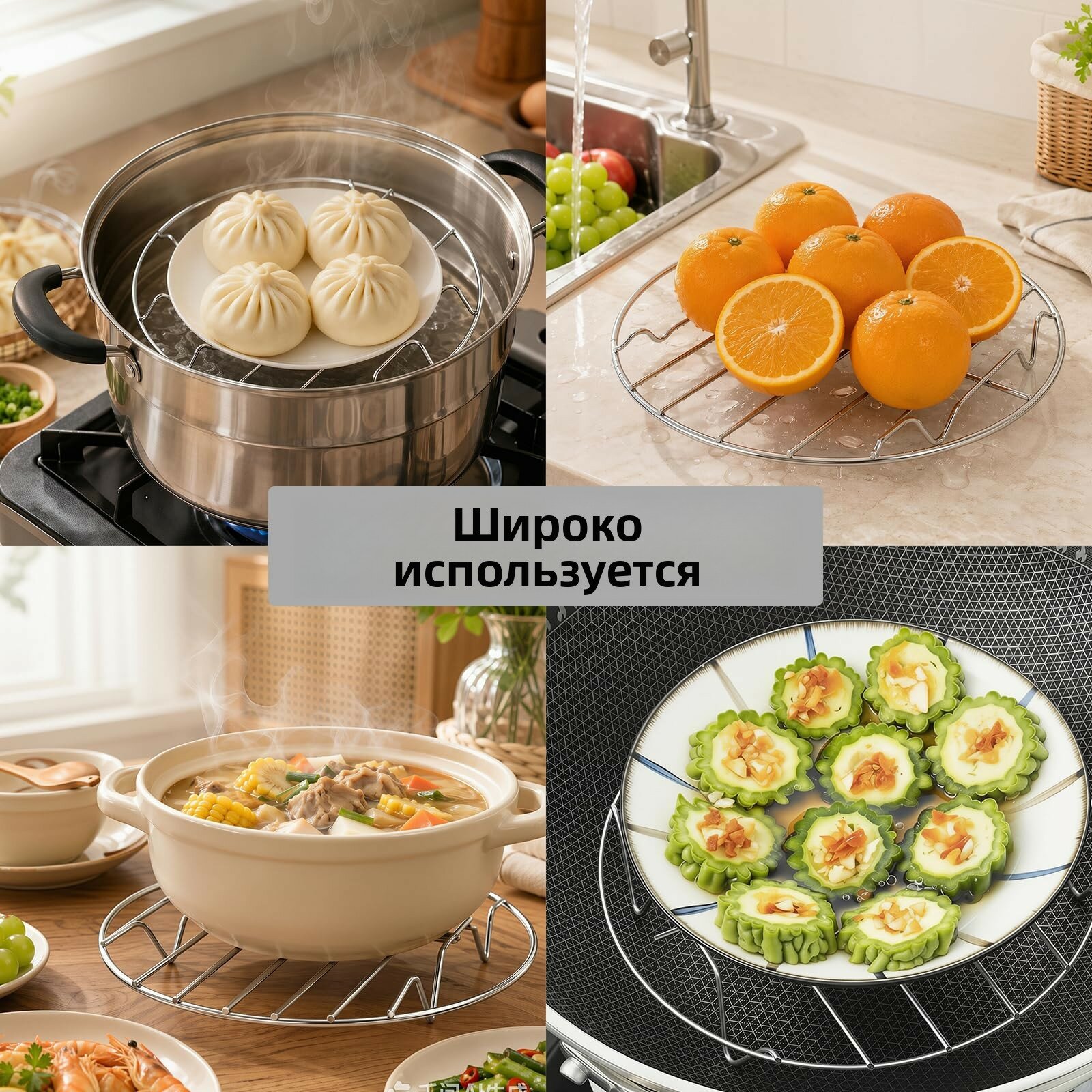 Подставка-решетка для скороварки из нержавеющей стали, комплект 1 штука, диаметр 20 см (8 дюймов)