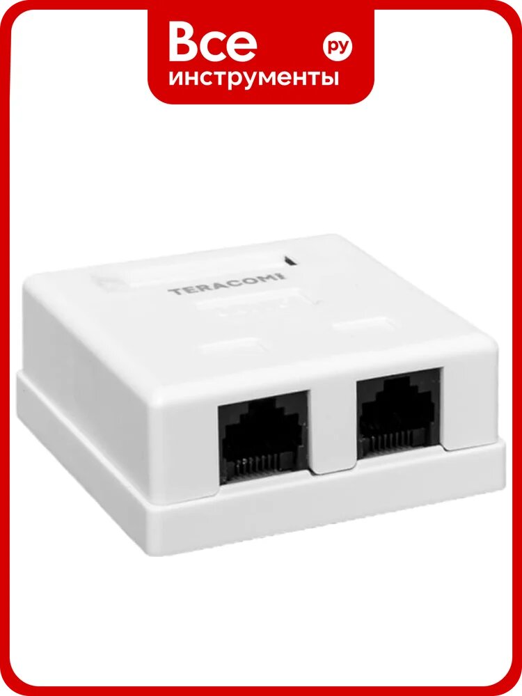 Розетка настенная неэкранированная rj-45 EKF teracom pro cat.6, 2 порта dual idc белая TRP-WBOX-2RJ45-6UTP-WH