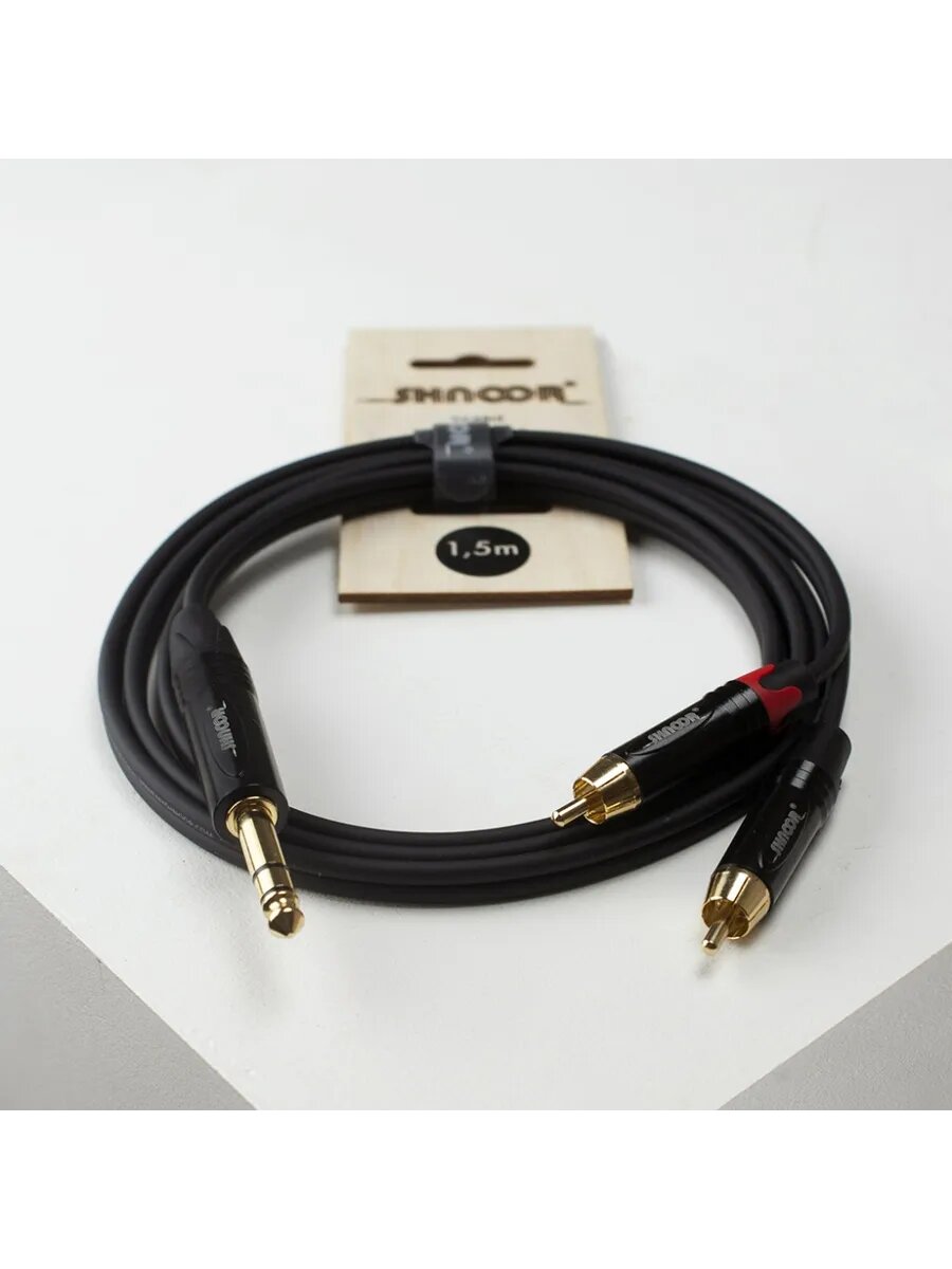 Y-кабель 6,3мм стерео-2хRCA, 1м, SHNOOR