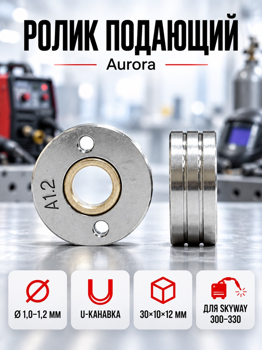 Ролик подачи алюминиевой проволоки Aurora, Ø1,0–1,2 мм, для SKYWAY 300-330