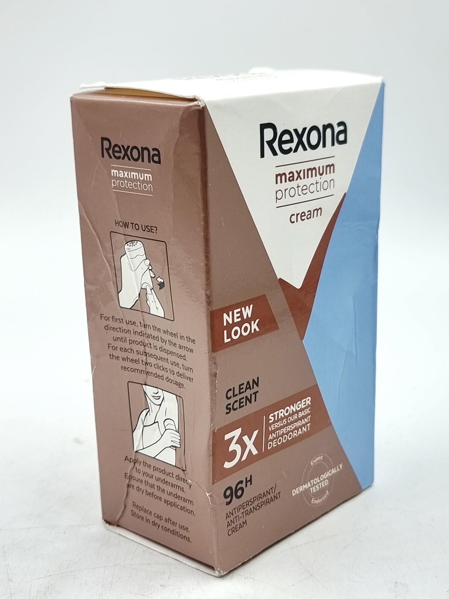 Замятая упаковка - Кремообразный антиперспирант-стик Rexona maximum Protection 96 часов, 45 мл