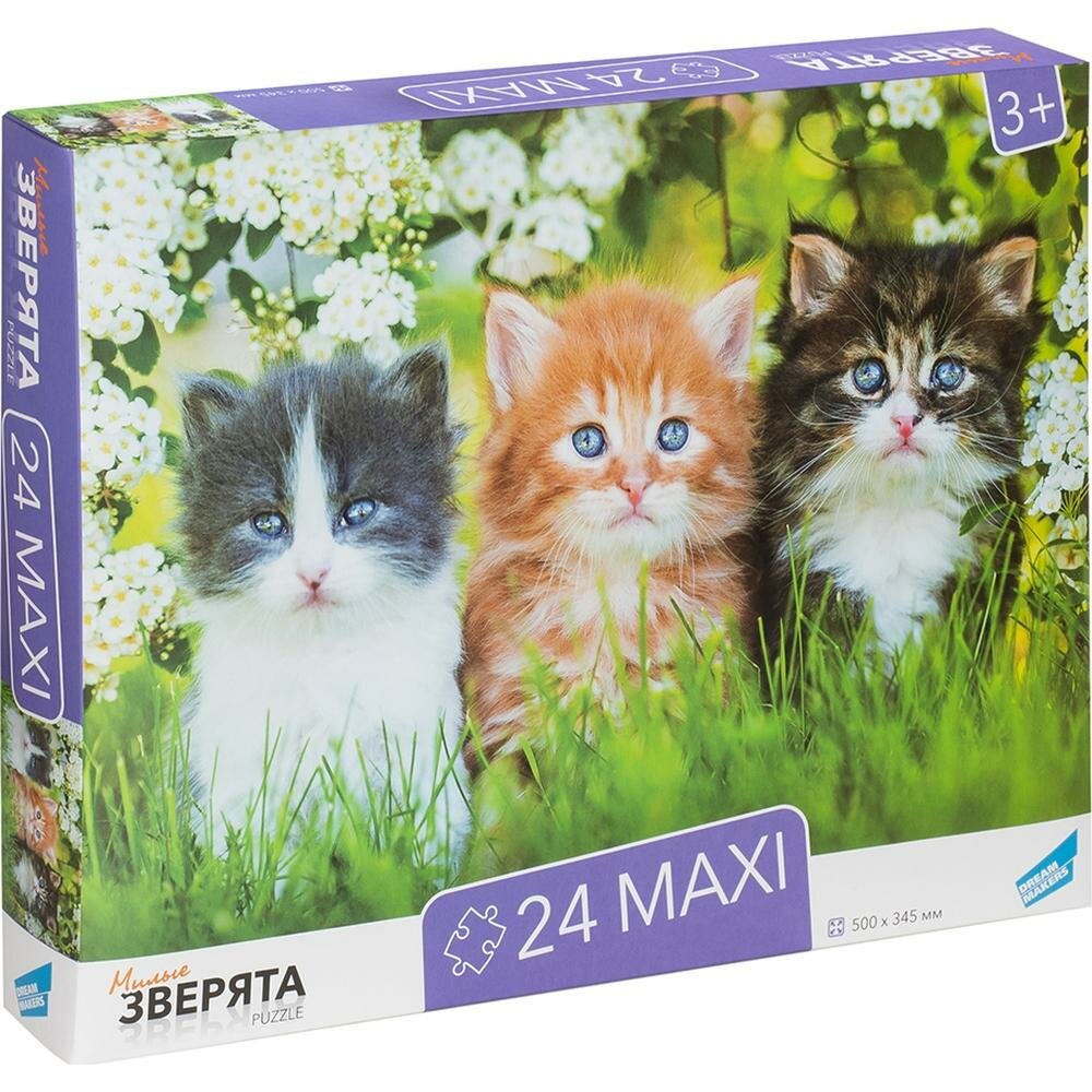 Макси-пазл 24 элемента «Зверята» 500х345 мм, картон, 3+, Dream makers