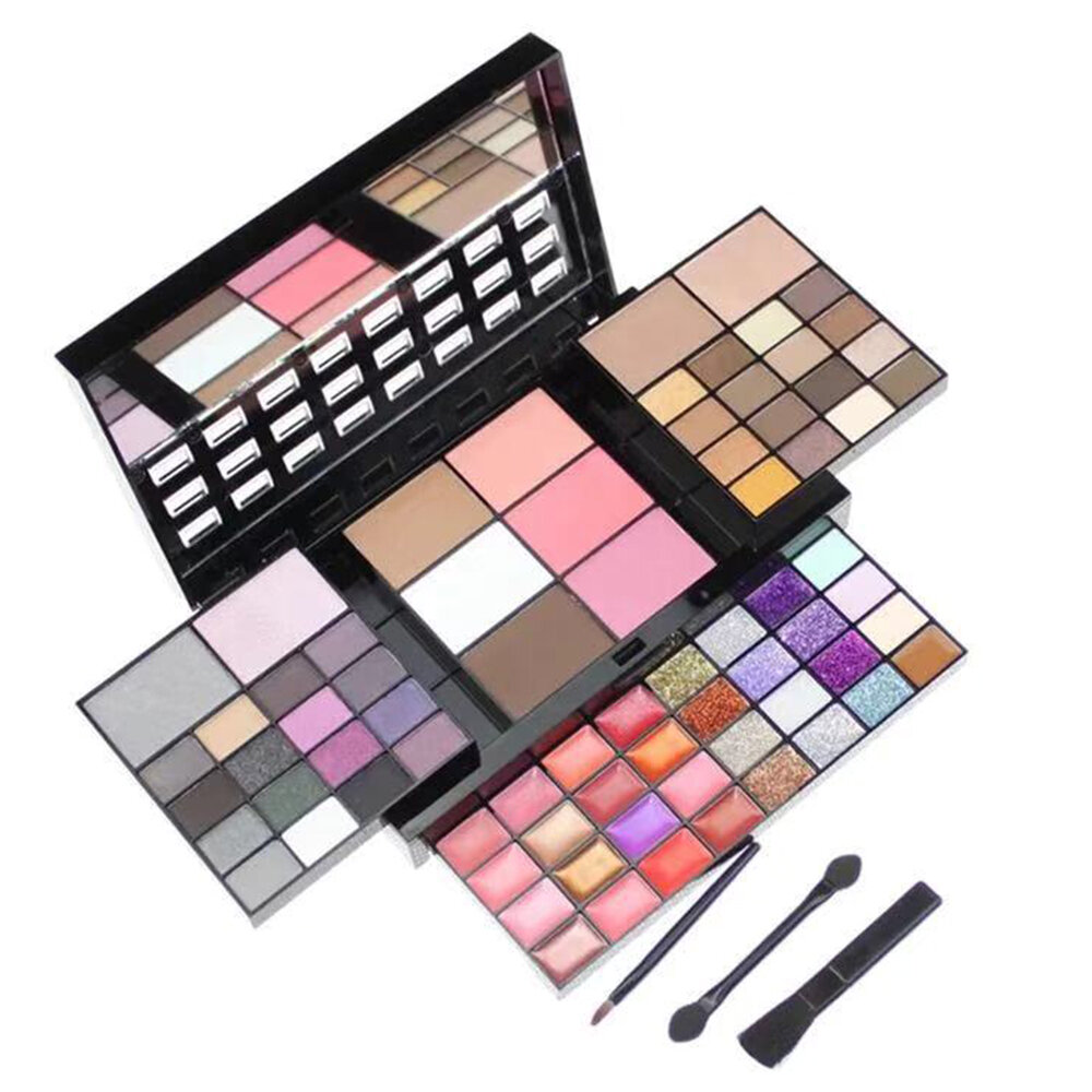 74 Colors Makeup- Disc Lip Gloss Highlighter Blusher Eye Shadow Palette Shading Contour Corrector Matte Shimmer Cosmetics Kit 36 Eye Shadow (80% Matt + 20% Pearly-lustre) 28 Lip Gloss (12 Shimmering ) 4 Correct 3 Blusher 3 Shading