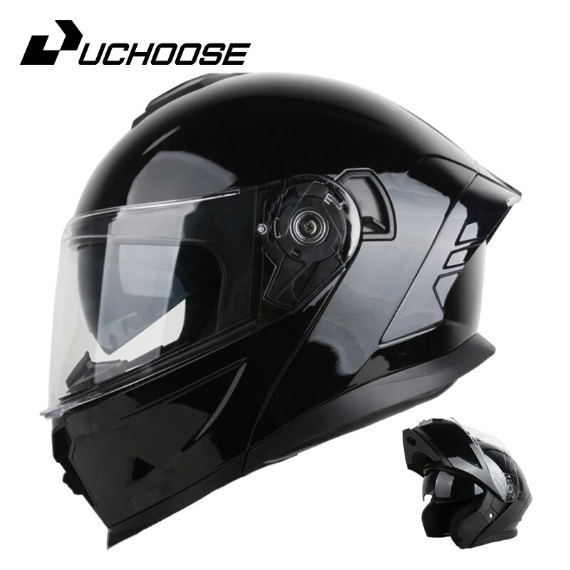 815 DOT Uchoose Approved Full Face Helmet Crash Motorbike Protective Gear Men Women Flip Up L, 2-tou