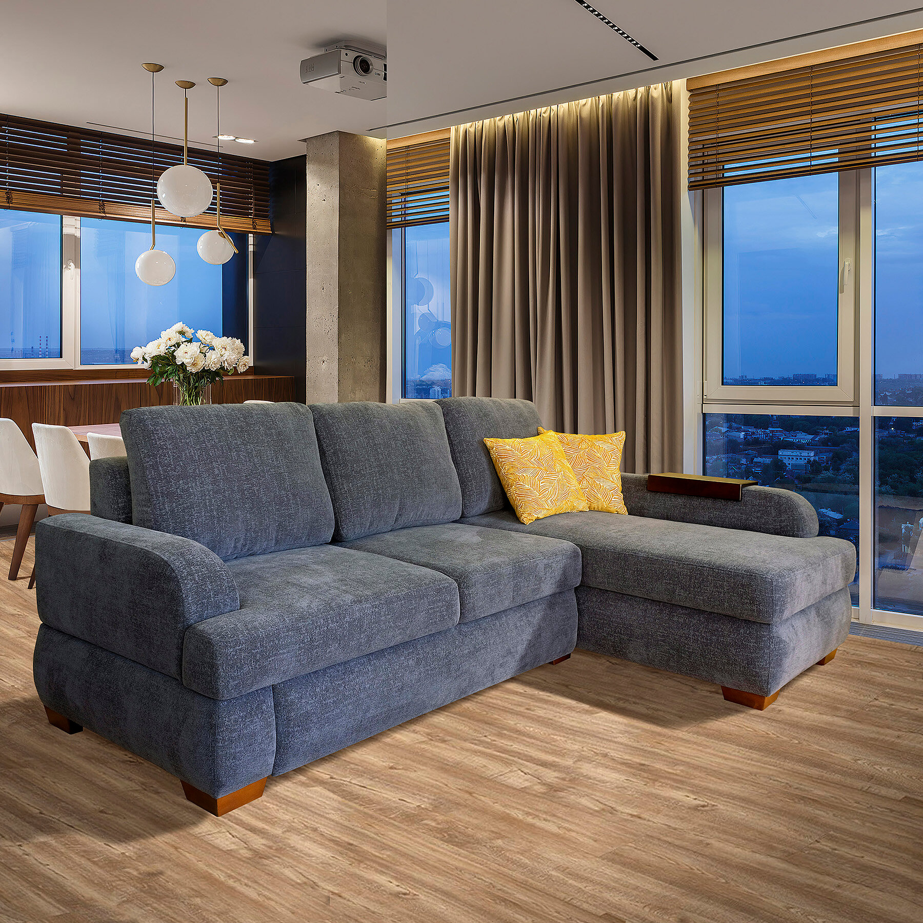 Угловой Диван-кровать Элефант-мини-3 с низкой спинкой, компактный, 240х160, глубина всего 92 см, пружинный блок