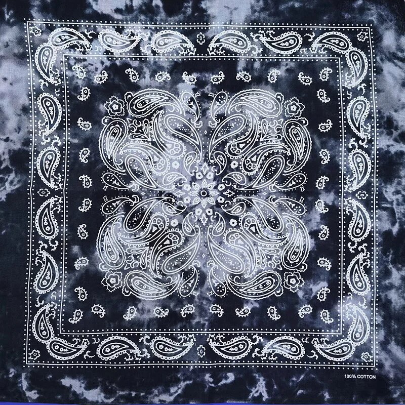 Хлопковая бандана темно-синяя paisley, цвет 51 Gradient Black 2