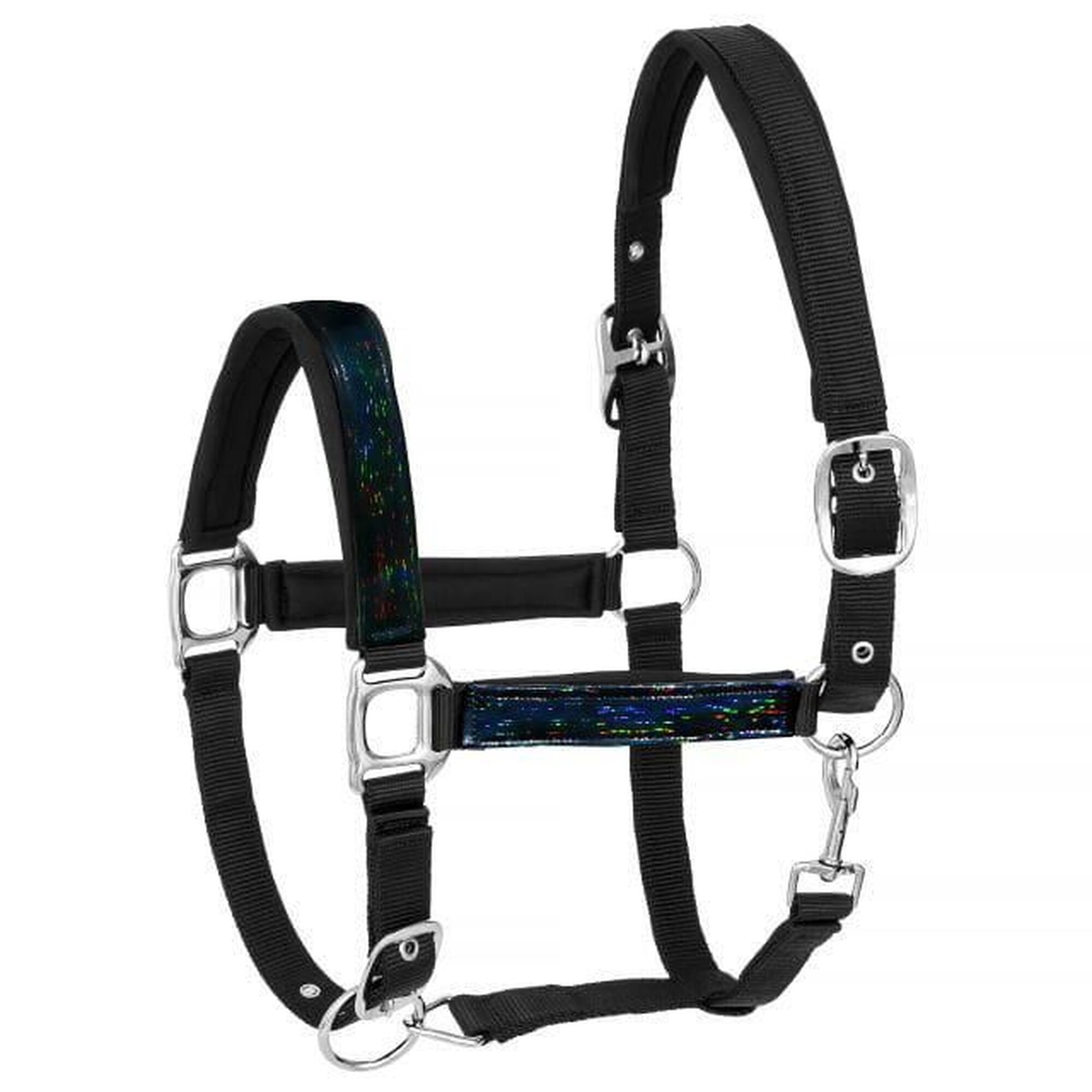 Недоуздок для лошадей и пони Start из неопрена с подкладкой Holo, неопрен, голограмма, Decathlon, Цвет: Черное