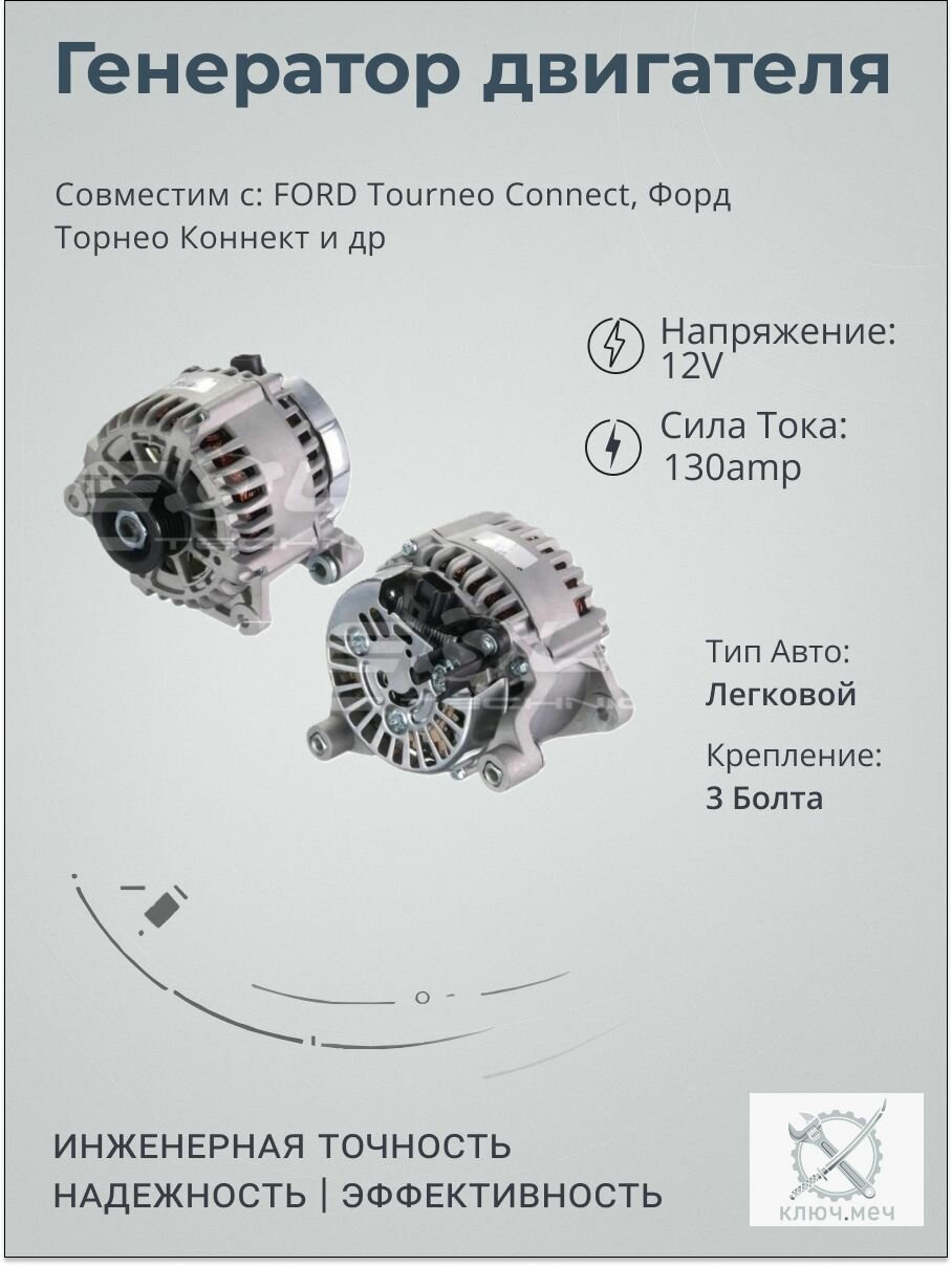 Генератор для FORD Tourneo Connect, Форд Торнео Коннект