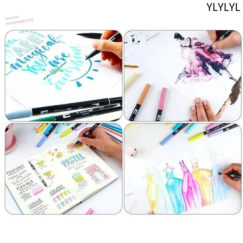Tombow Dual Brush Pen набор маркеров для граффити ярких цветов 10 штук — фото 1