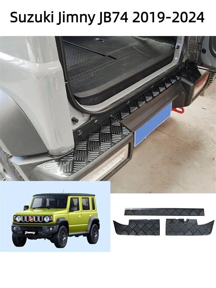 Защита заднего бампера Suzuki Jimny JB74 2019-2024, 3 шт, нержавеющая сталь, черная