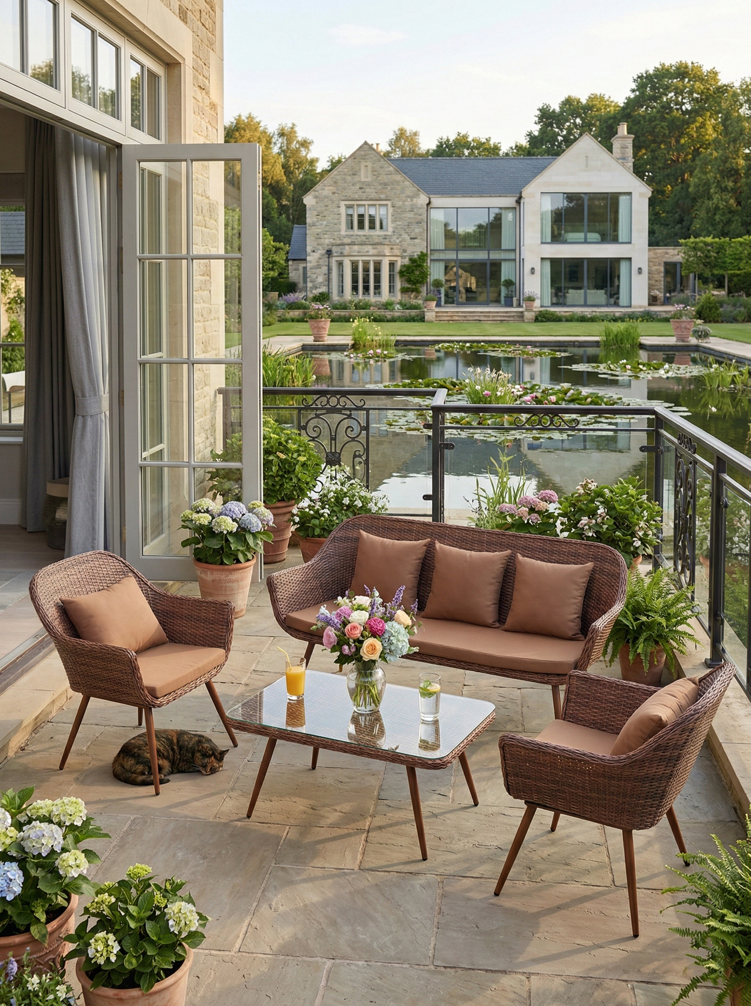 Комплект из искусственного ротанга Ричмонд-3 (Richmond-3), капучино, подушки коричневые