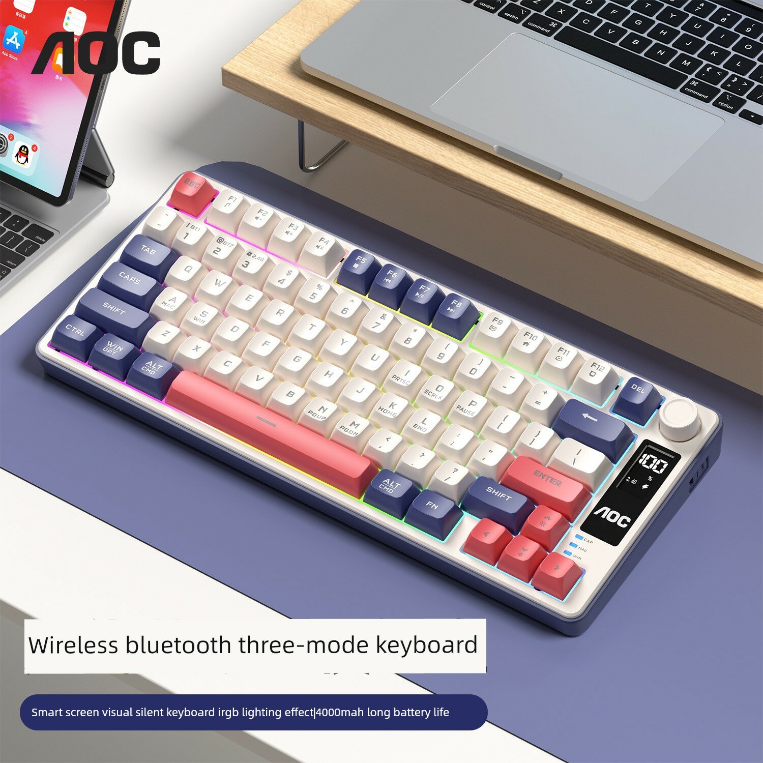 AOC Silent Long-Lasting Flagship Keyboard-Mouse-Earphone Combo с RGB-подсветкой, 3-режимным подключением, вариация