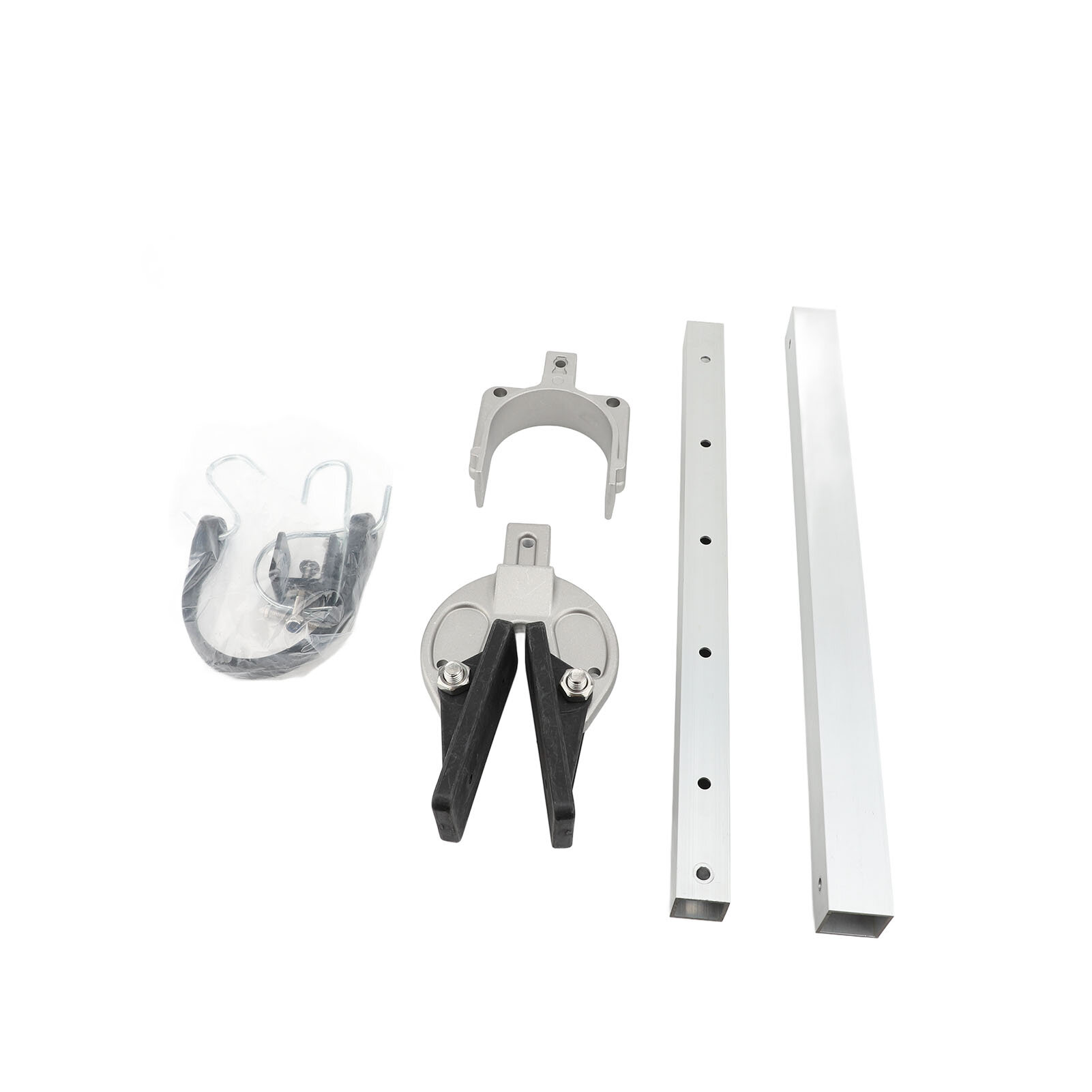 Регулируемая защита транца от 23 до 35 дюймов, опора для лодочного мотора, композитный держатель двигателя, роликовые крепления для прицепа, серебристый цвет.