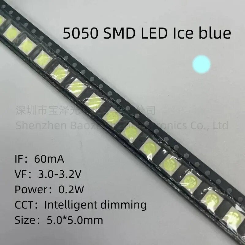 Светодиодная лента 5050 SMD Ice Blue, IF: 60mA, VF: 3.0-3.2V