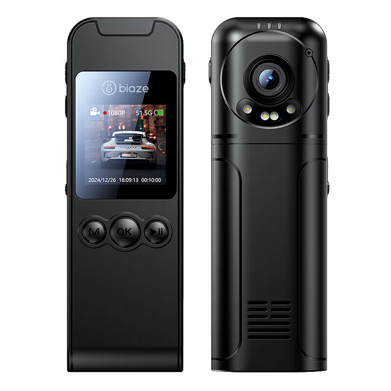 BIAZE Носимая мини-видеокамера 1440P HD для съемки на мотоцикле и спорта Функции：32GB [Подключение к смартфону, 1440P
