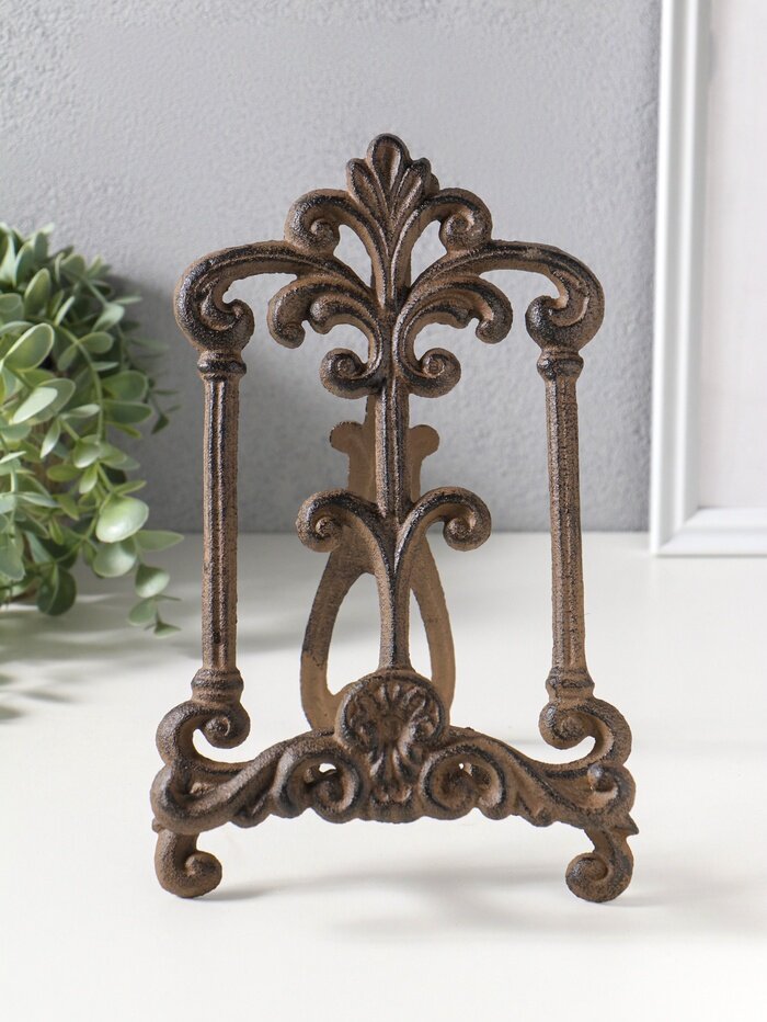 Мольберт - держатель для книг, подставка «Королевские вензеля», фигура чугун, 17×7×27 см