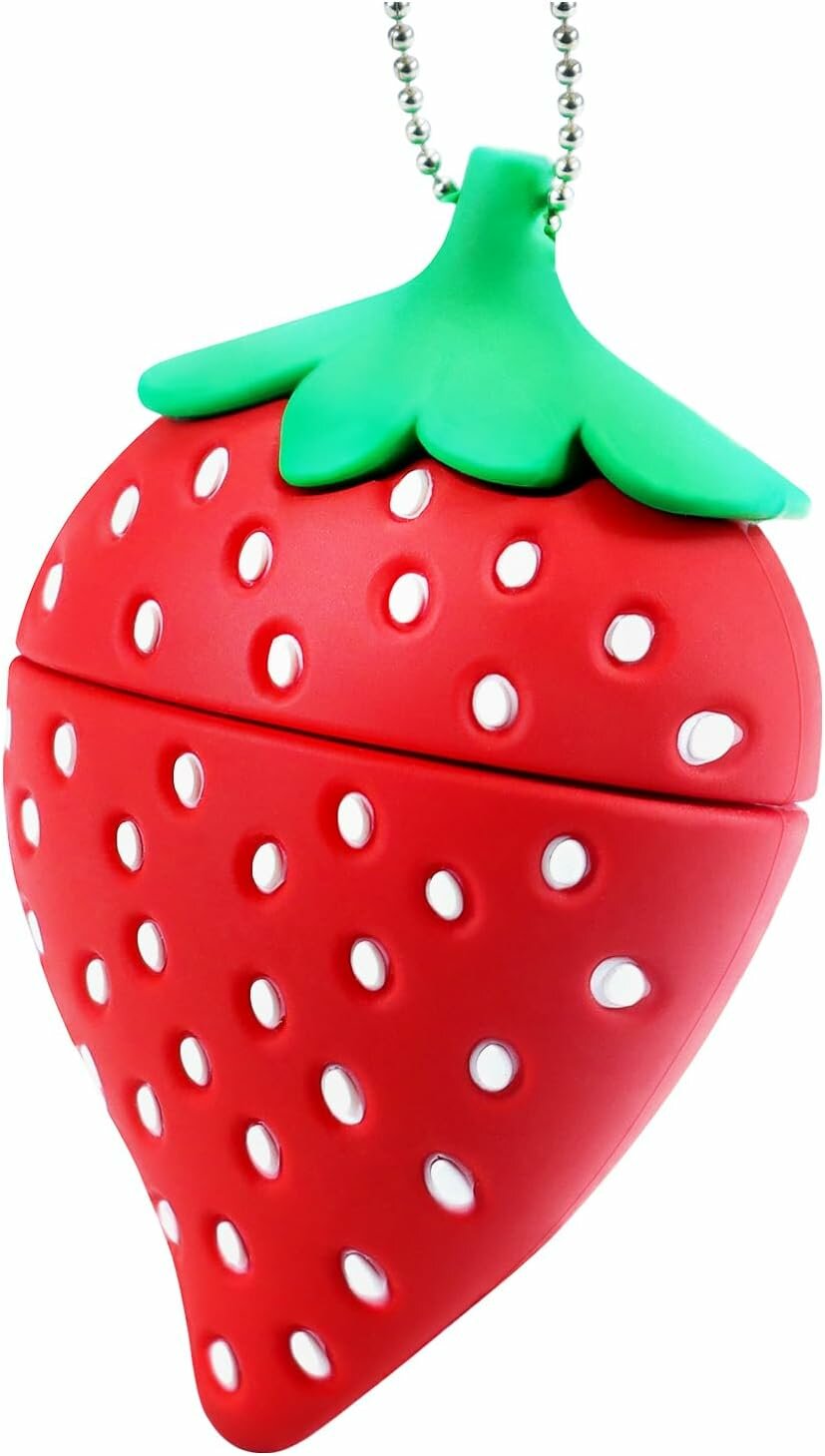 512 ГБ USB флеш-накопитель Клубника - милый мультяшный USB с серебряной цепочкой, для друзей/детей (красный)