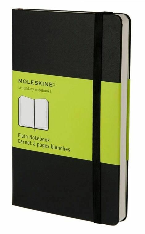 Блокнот Moleskine Classic Pocket 90х140 мм, 192 стр, нелинованный твердая обложка черная (QP012)