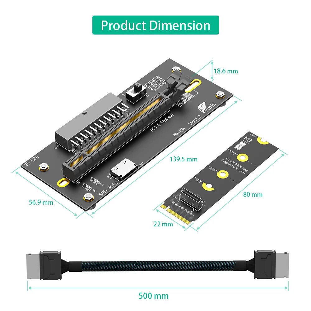 TISHRIC Райзер PCI-E M.2 на PCI-E 4.0 — фото 1