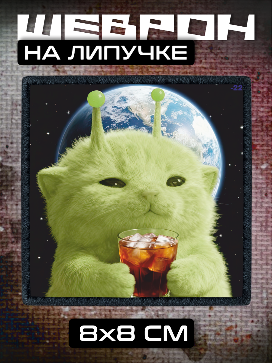 Шеврон на липучке Котик инопланетянин фрутигер аэро