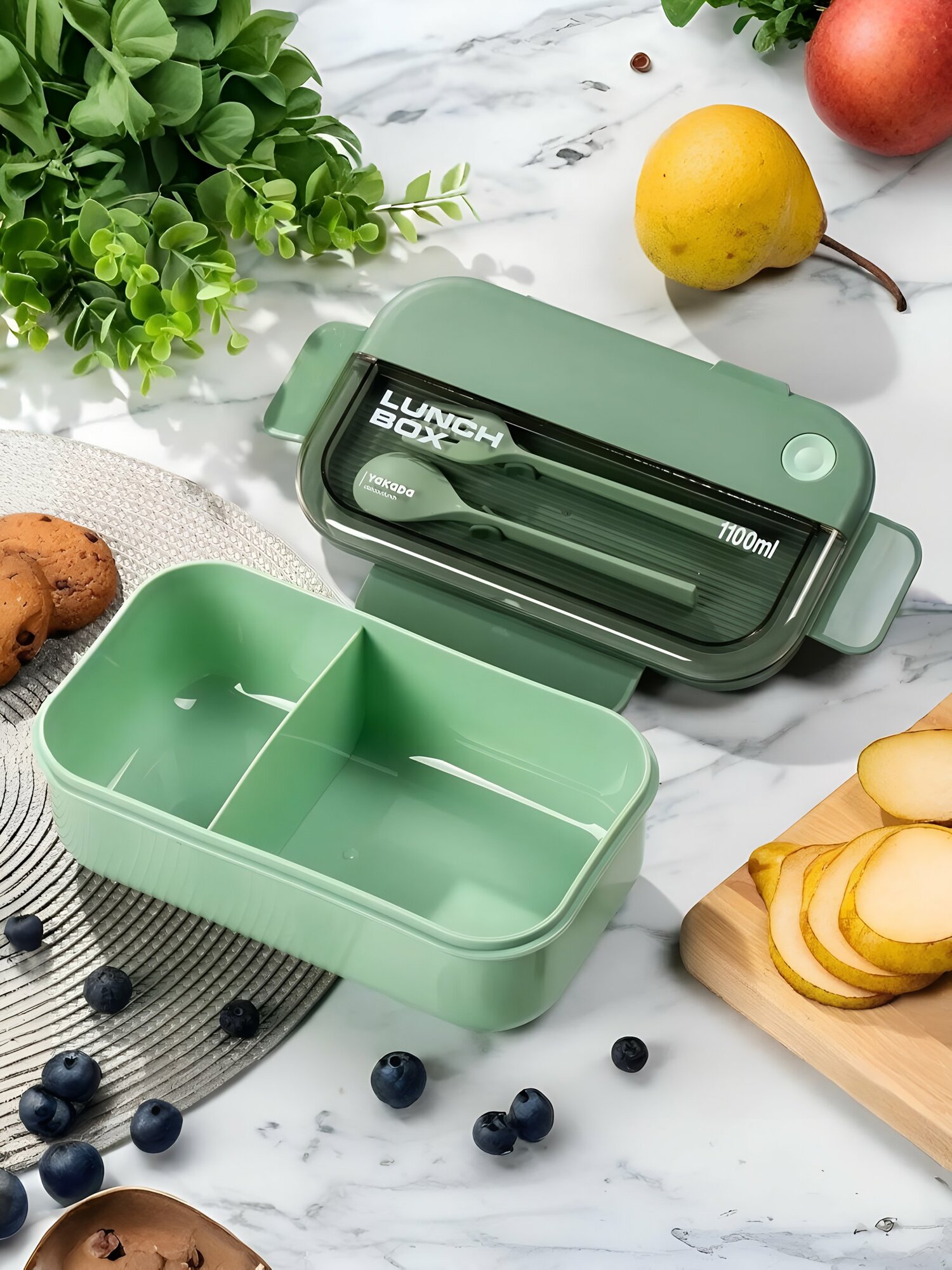 Контейнер ланч-бокс пластик, 1.1 л, 21.5х12.5х8 см, прямоугольный